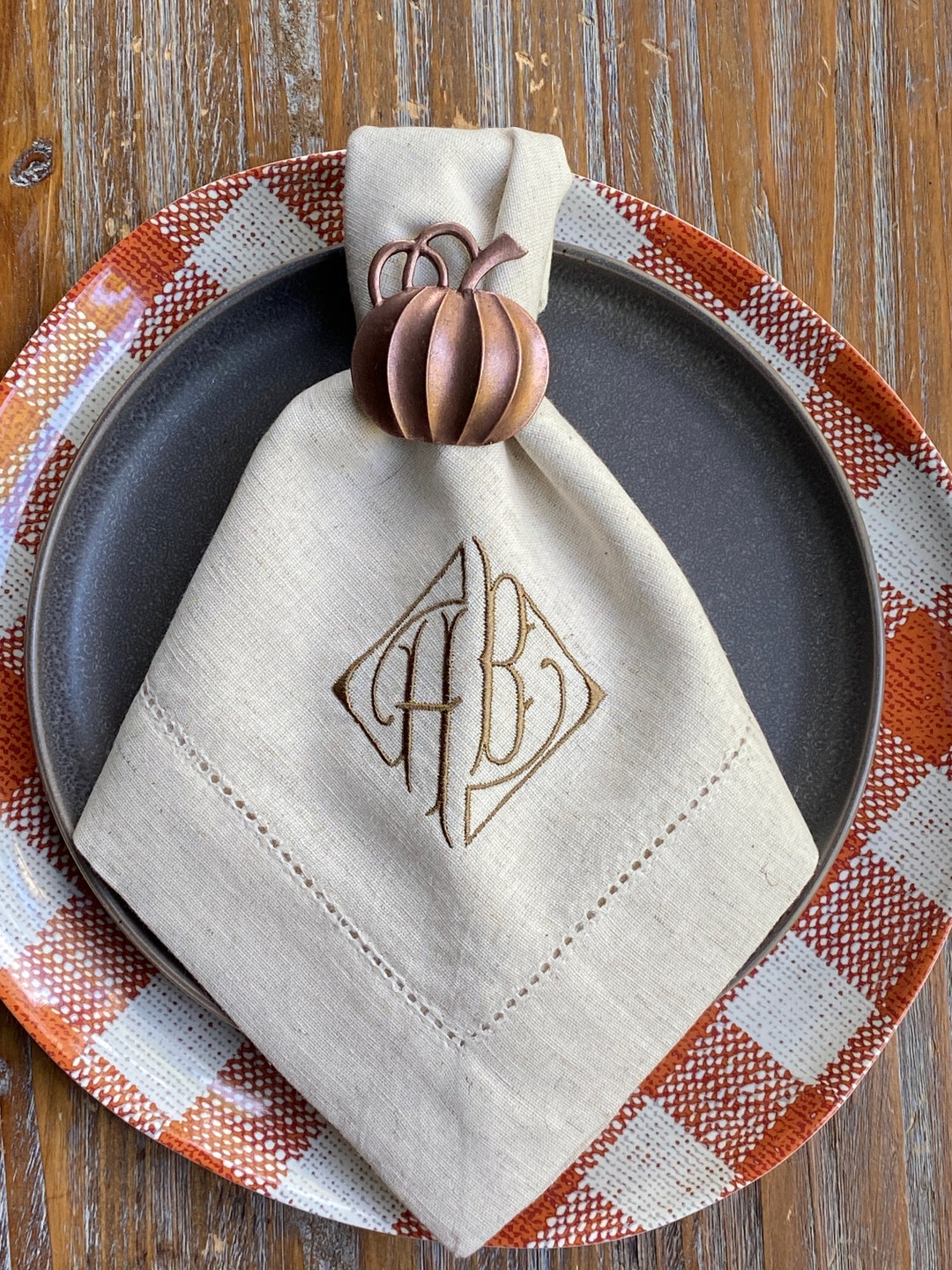 2 Letter Monogrammed Embroidered Cloth Napkins Modern - Etsy