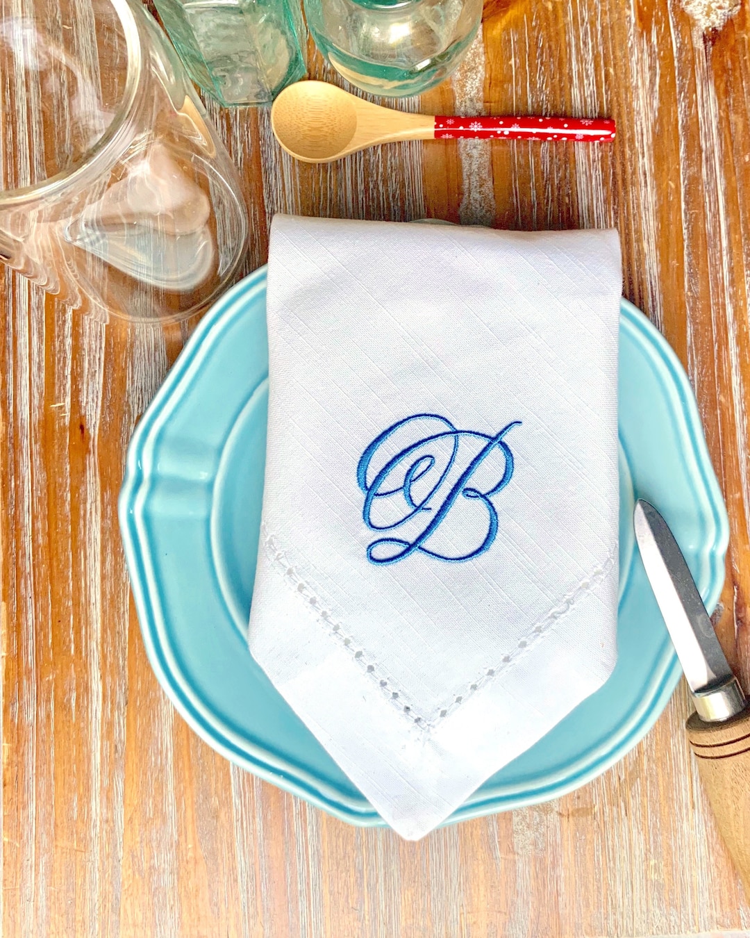 Margie Monogrammed Embroidered Cloth Dinner Napkins Monogram - Etsy