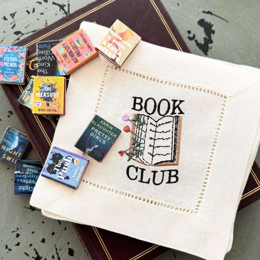 Book Club Cloth Cocktail Napkins, Set of 4, Flowers Growing From Book ...