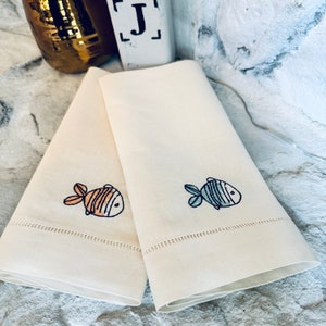 Fish Cloth Napkins, Set of 4, Fish Napkins, Summer Napkins, Beach Cloth ...