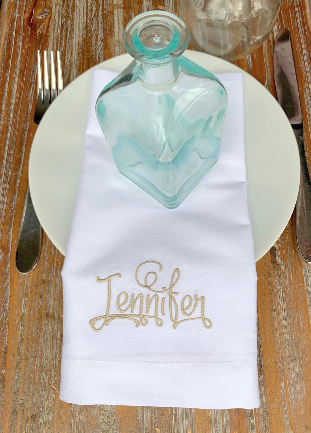 Individual Names Monogrammed Wedding Napkins, Set of 4, Wedding Party ...