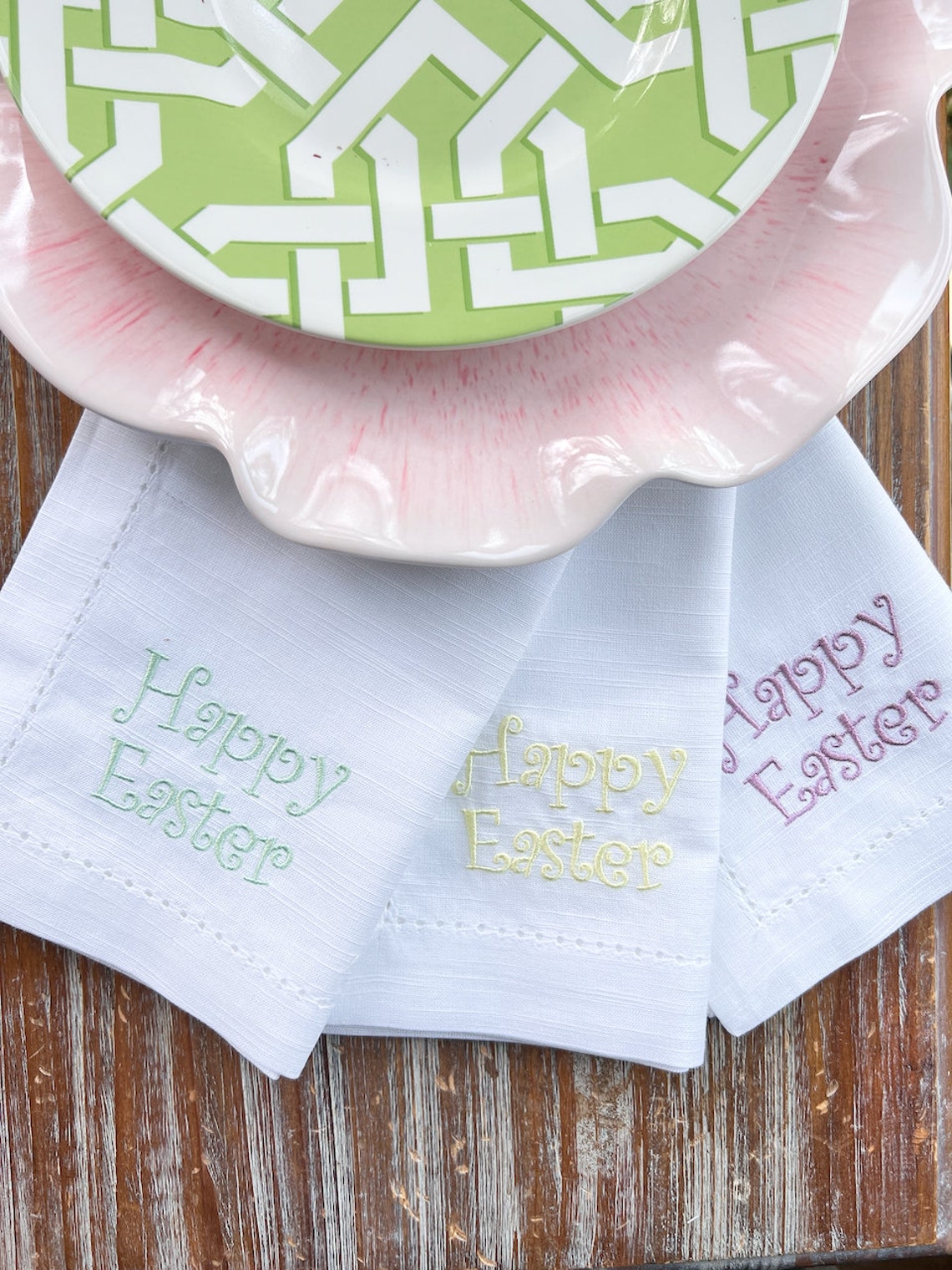 Happy Easter Curly Embroidered Cloth Napkins /set of 12/ - Etsy