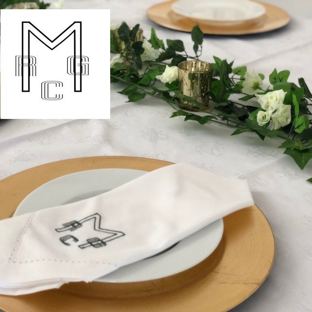 Custom Wedding Monogram Cloth Napkins Digitizing Wedding | Etsy