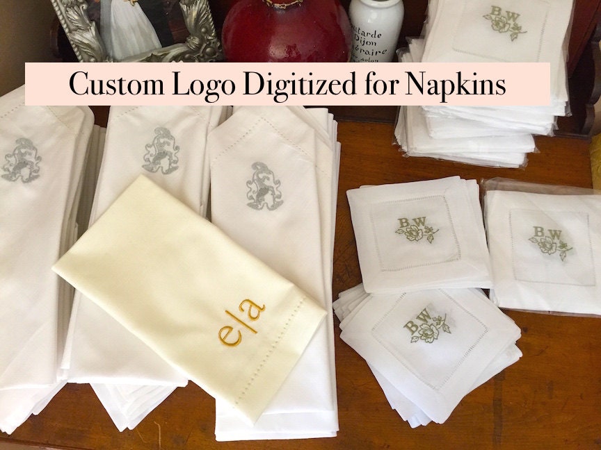 Custom Wedding Monogram Cloth Napkins digitizing wedding | Etsy