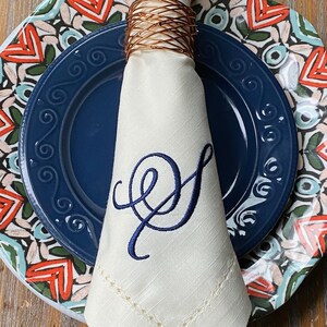 Margie Monogrammed Embroidered Cloth Dinner Napkins Monogram - Etsy