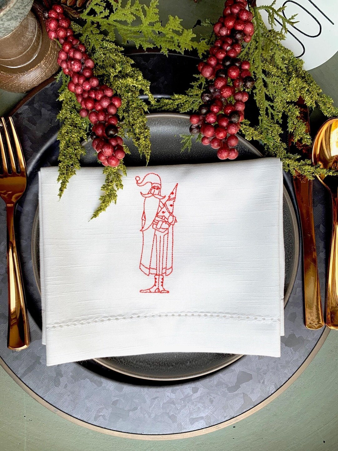 Vintage Santa Cloth Napkins, Santa Napkins, Set of 4, Christmas Napkins ...