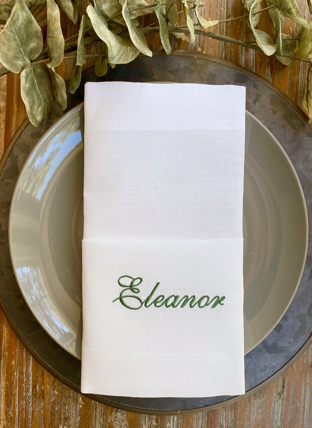 Place Card Name Napkins, Set of 4, Eleanor Script Font, Wedding Party ...