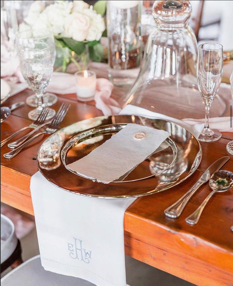 Set of 100 Bulk Monogrammed Cloth Wedding Napkins Linen | Etsy