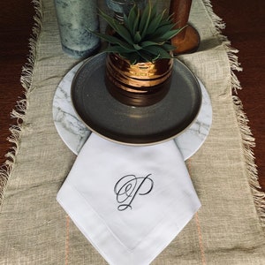 Margie Monogrammed Embroidered Cloth Dinner Napkins Monogram | Etsy