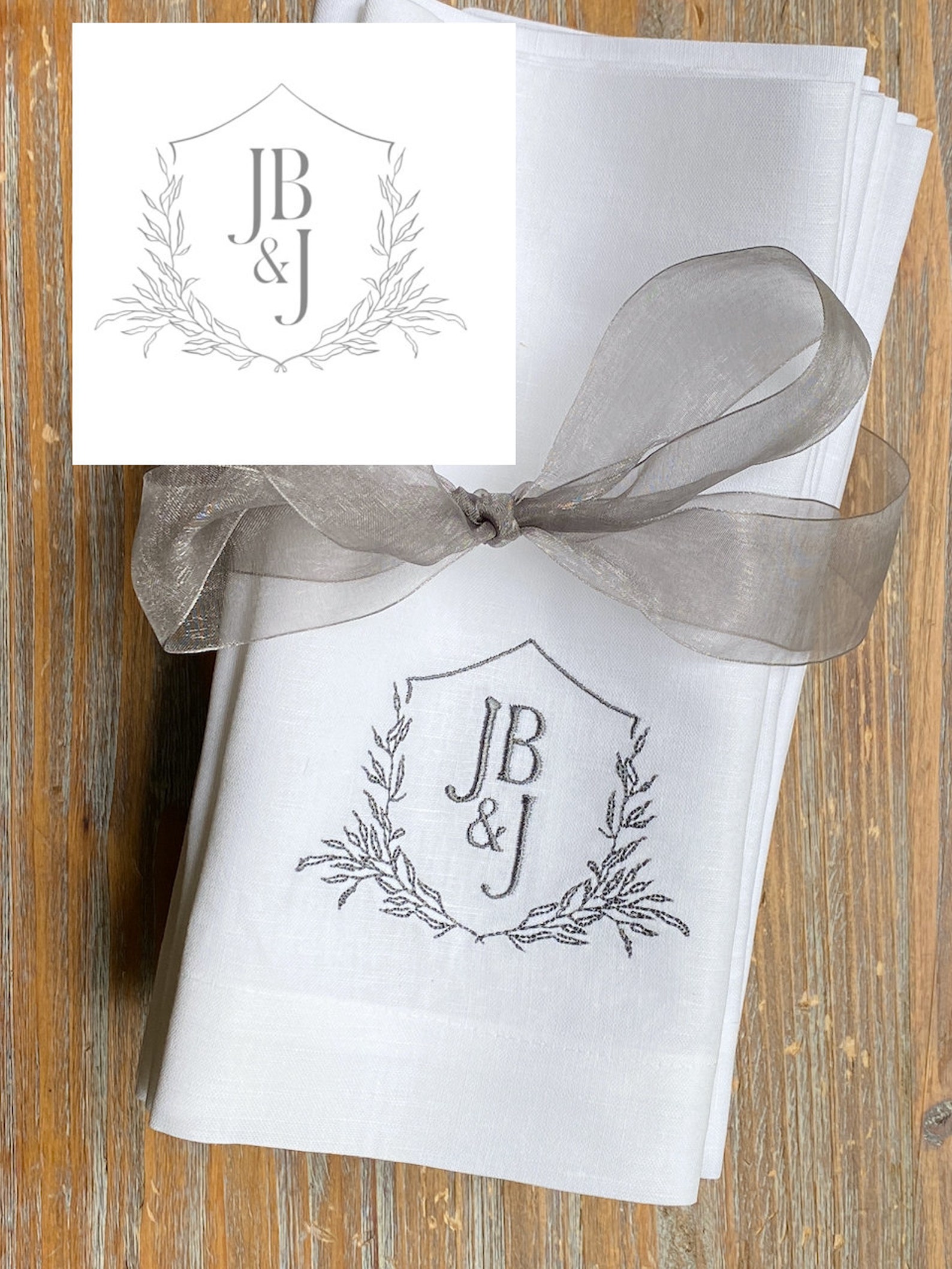 Custom Wedding Monogram Cloth Napkins Digitizing Wedding | Etsy