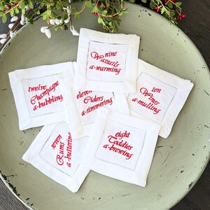 Set of Funny 12 Days of Christmas Cloth Cocktail Napkins, Funny ...