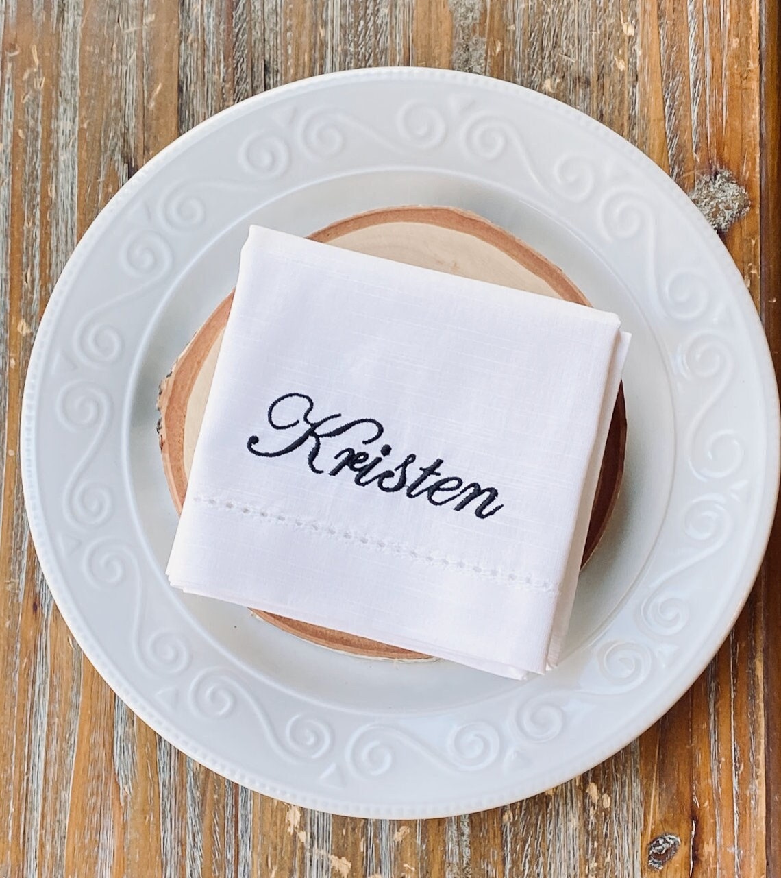 Place Card Name Napkins Set of 4 Caroline Scrip Font | Etsy