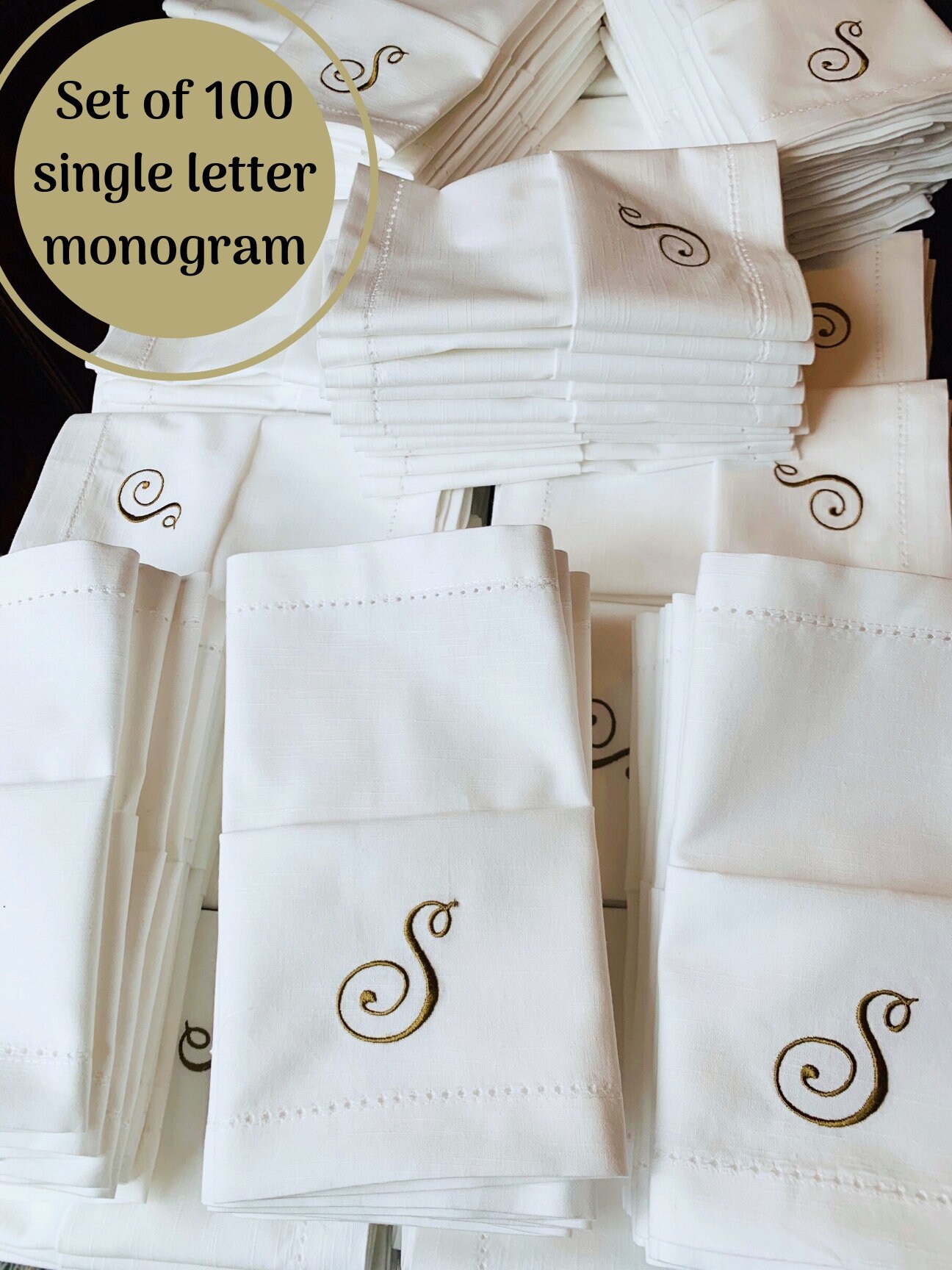 Set of 100 Bulk Monogrammed Cloth Wedding Napkins Linen | Etsy