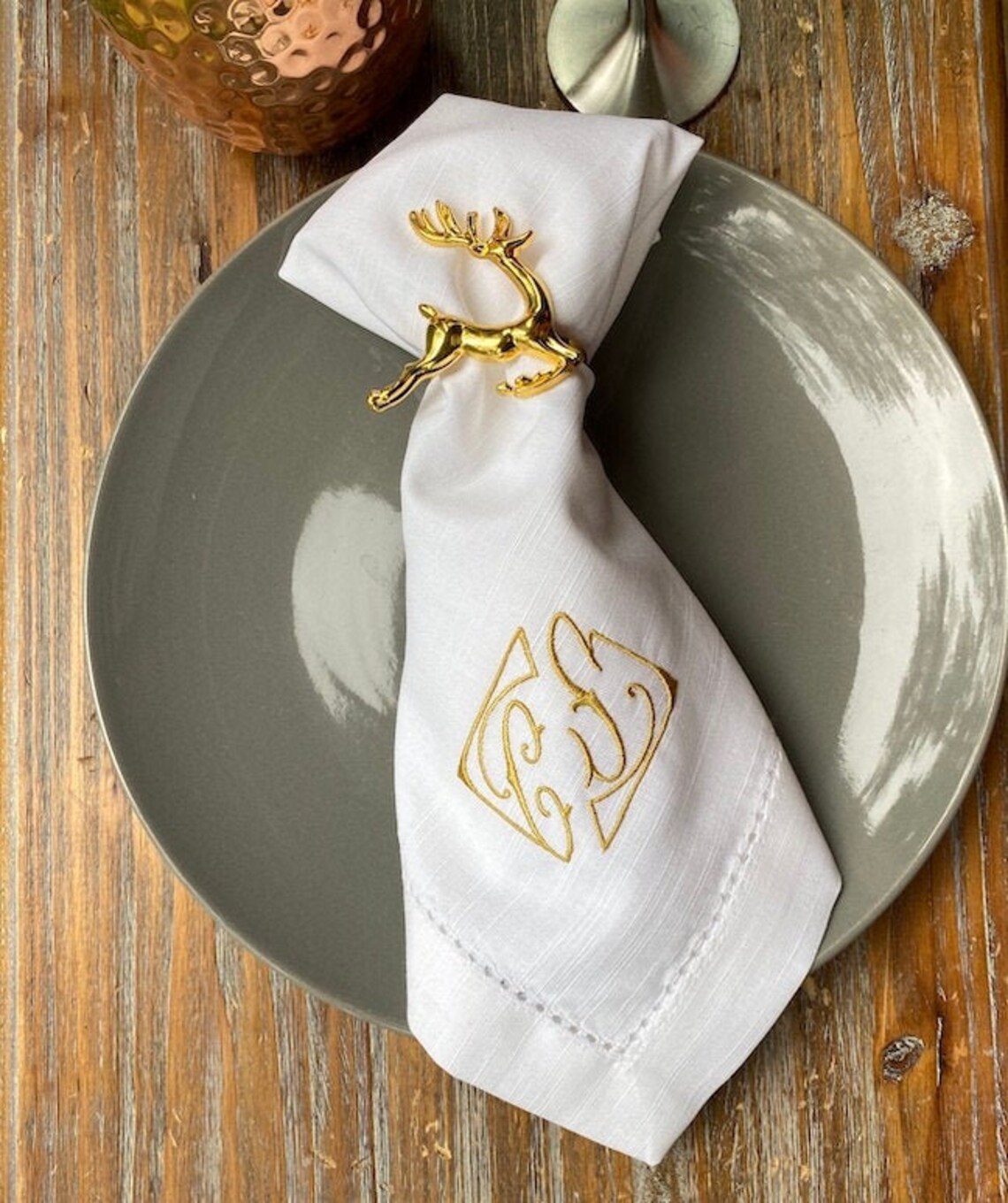 2 Letter Monogrammed Embroidered Cloth Napkins Modern | Etsy