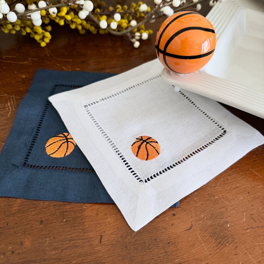 Basketball Linen Cocktail Napkins, Set of 4 - Etsy