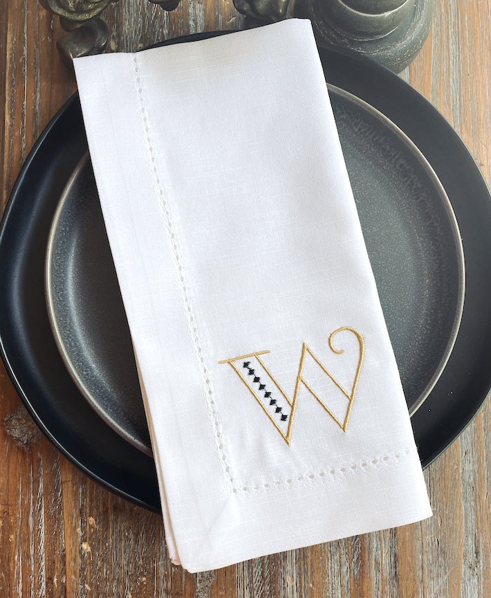 Art Deco Monogrammed Cloth Napkins / Set of 4 / modern | Etsy