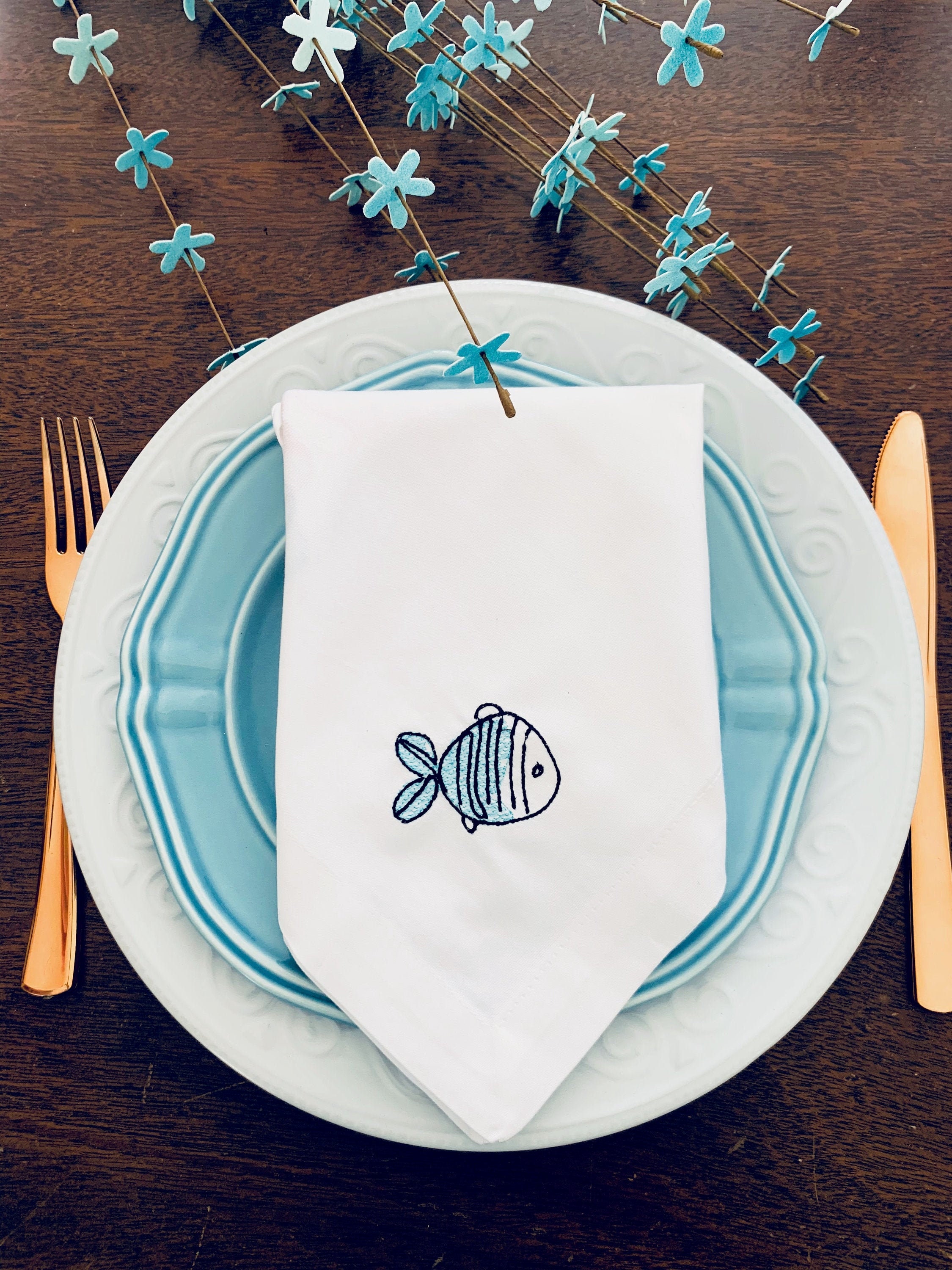 Fish Cloth Napkins set of 4 fish napkins summer napkins | Etsy