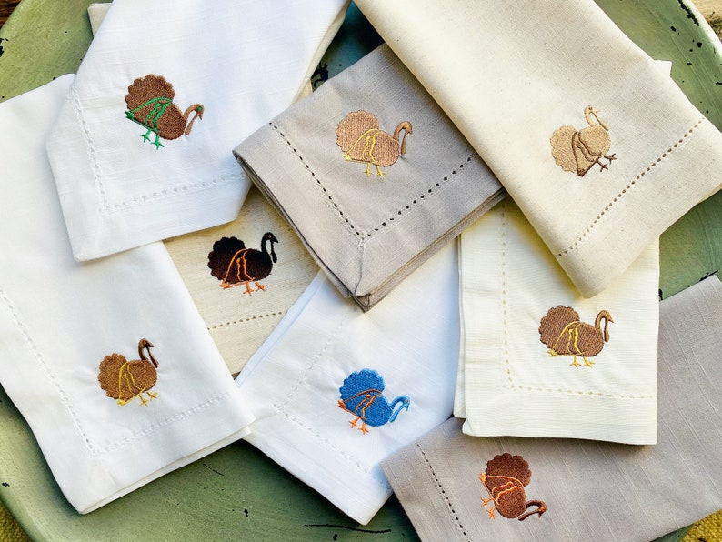Thanksgiving Turkey Cloth Napkins Set of 12 Turkey Napkins - Etsy