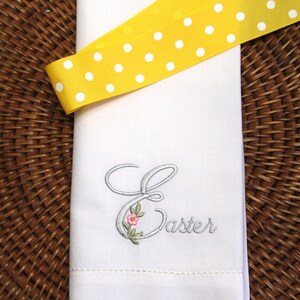 Floral Elegant Easter Embroidered Cloth Napkins /set of 4/ | Etsy