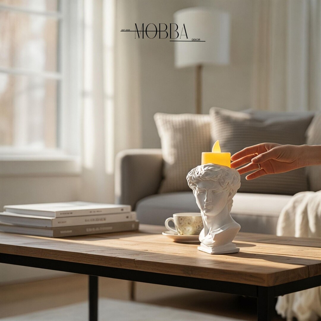 Arte Bust Candle Holder – Handmade Plaster Sculpture Candle Stand ...