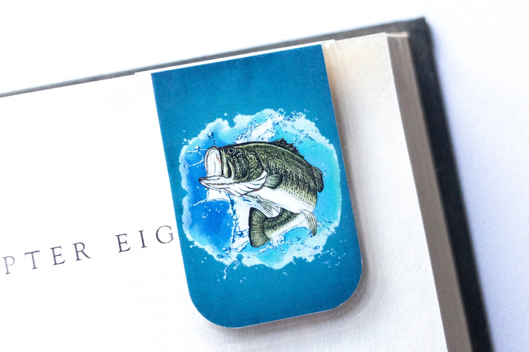 Bass Bookmark, Magnetic Bookmark, Fishing Gift, Fish Bookmark, Manly ...