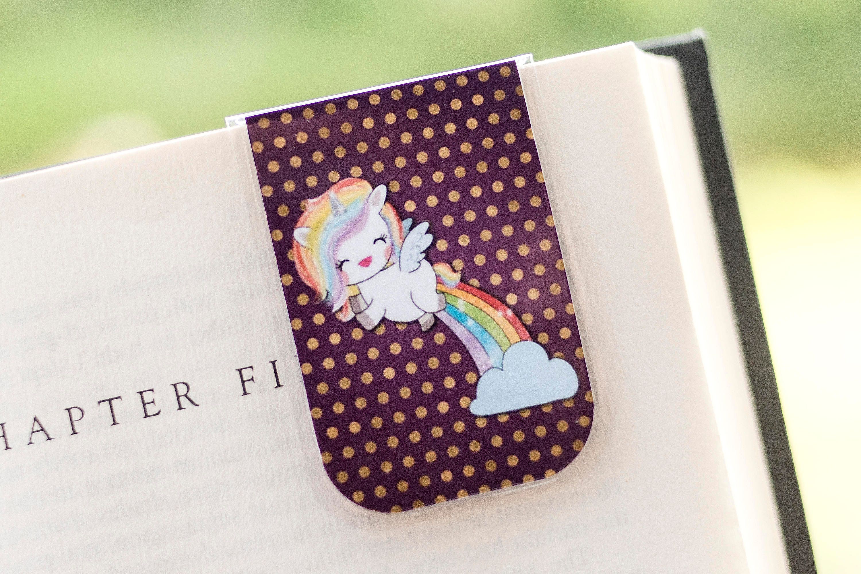 Rainbow Pooping Unicorn Bookmark Laminated Magnetic Polka Dot - Etsy