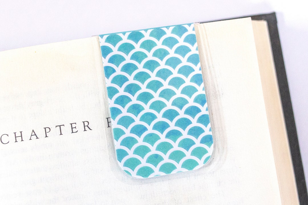 Mermaid Silver Metallic Bookmark Blue Laminated Bookmark Scales ...