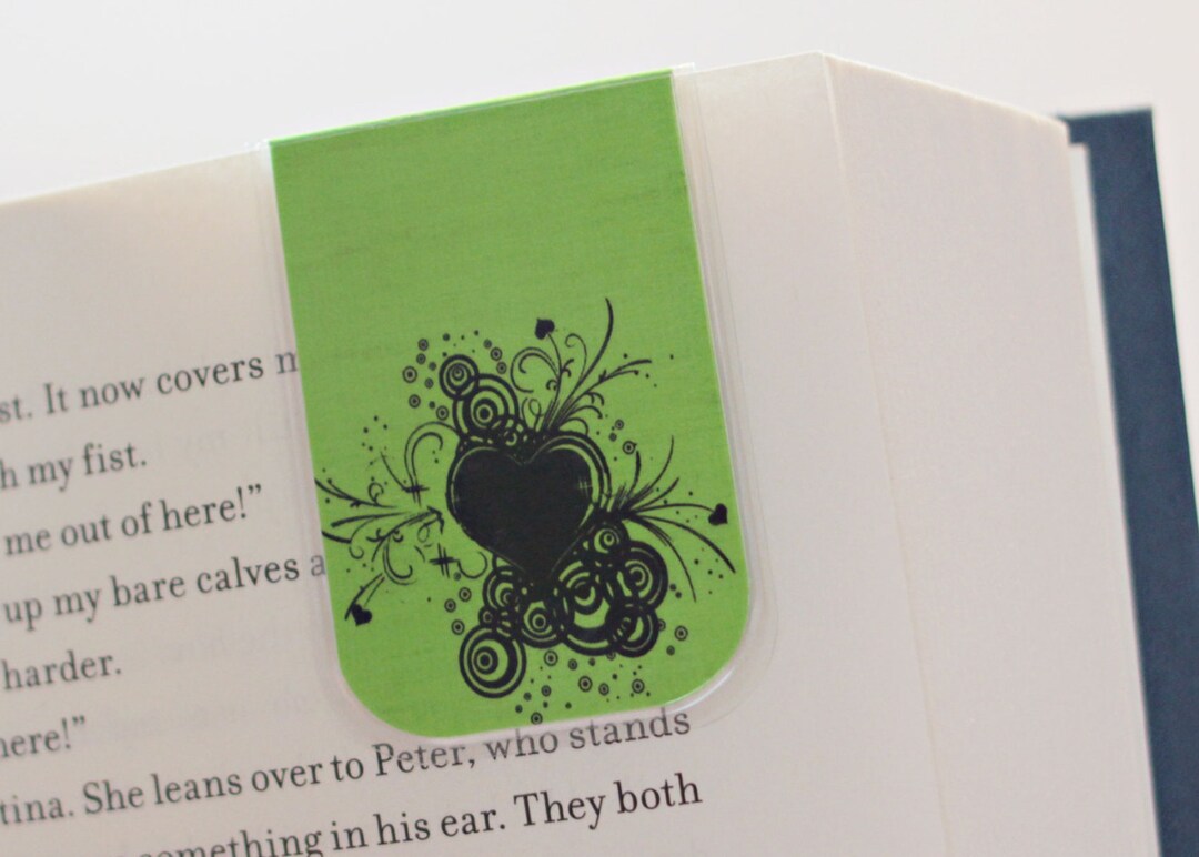 Heart Magnetic Bookmark, Laminated Lime Green Design - Etsy