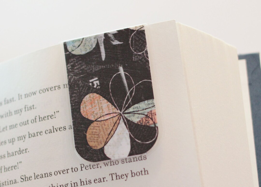 Abstract Magnetic Bookmark, Laminated Book Page Clip, Newsprint Designs ...