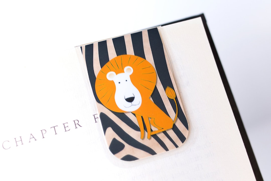 Lion Bookmark Magnetic Jungle Animal Print Zebra Stripe Orange Cat Wild ...