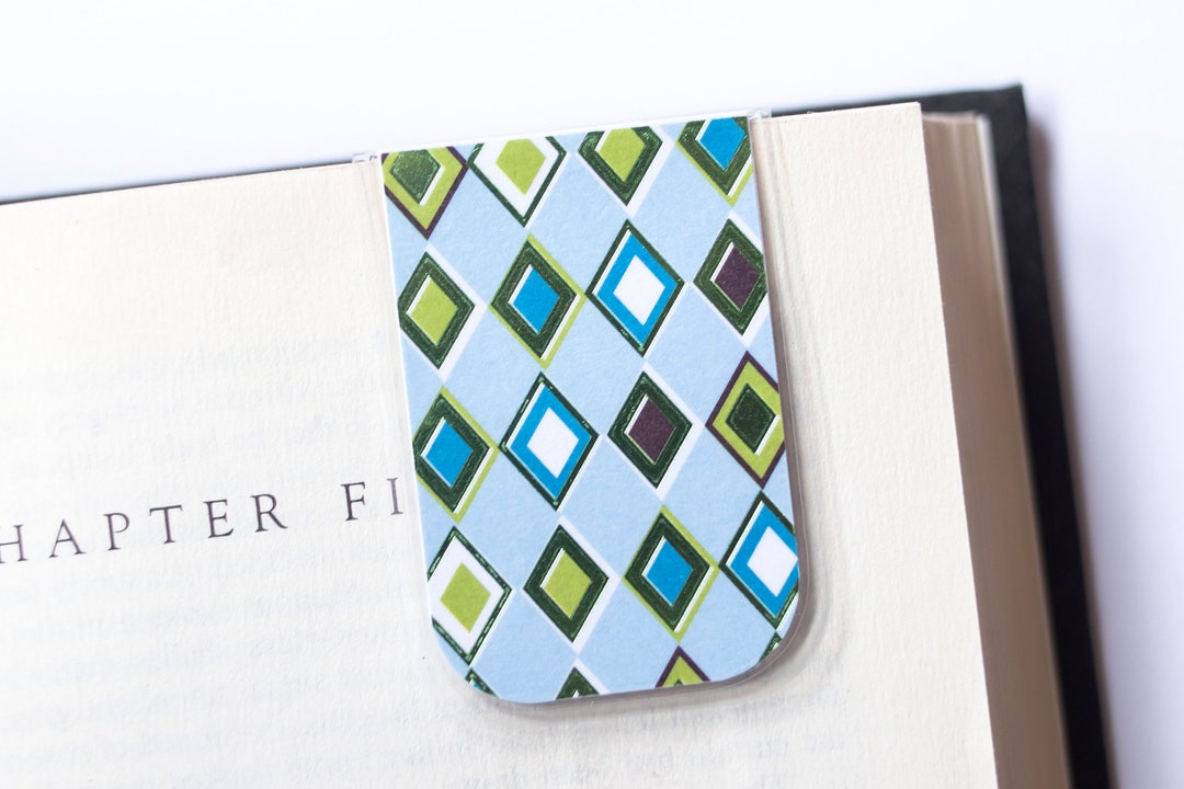 Green Metallic Bookmark Laminated Magnetic Diamonds Geometric - Etsy