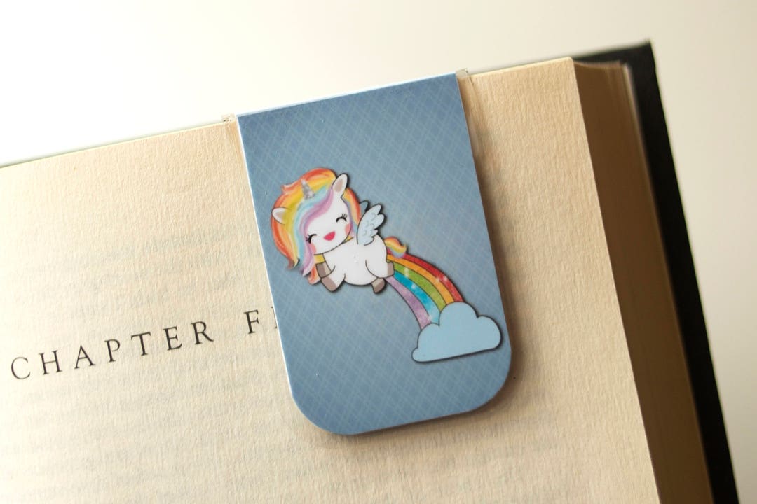Unicorn Bookmark, Magnetic Bookmark, Rainbow Bookmark, Pooping Rainbows ...