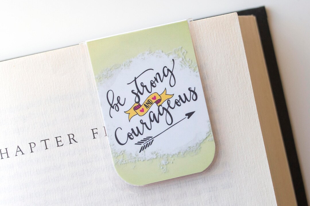 Be Strong and Courageous Quote Bookmark, Laminated Reader Gift, Green ...