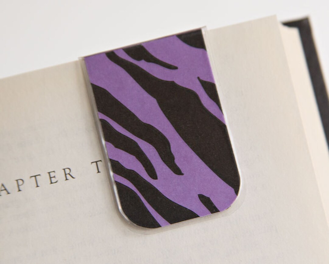 Zebra Bookmark Laminated Magnetic Purple Zebra Stripes Print Animal ...