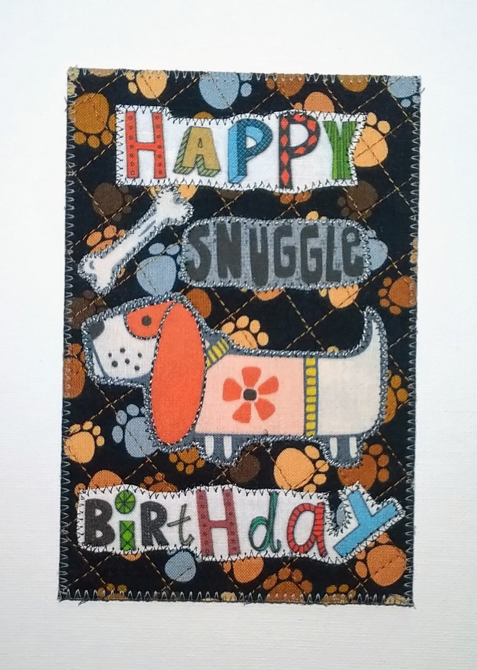 HAPPY Snuggle BIRTHDAY 4x6 Fabric Postcard Quilted Appliqued - Etsy