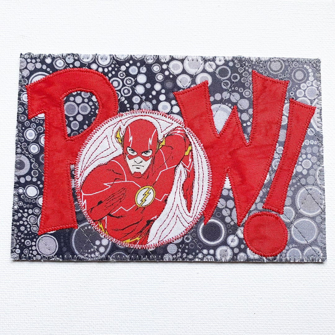 SUPERHERO POW! Fabric Postcard Card Birthday Him Her Child Friend ...