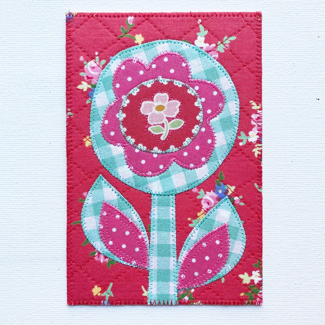 FLOWER COUNTRY VINTAGE Kitsch Fabric Postcard Card Birthday Her Friend ...