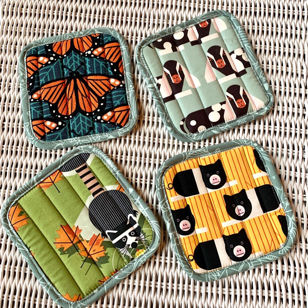 Handmade Charley Harper Reversible Fabric Coasters – Set of 4 (5” X 5 ...