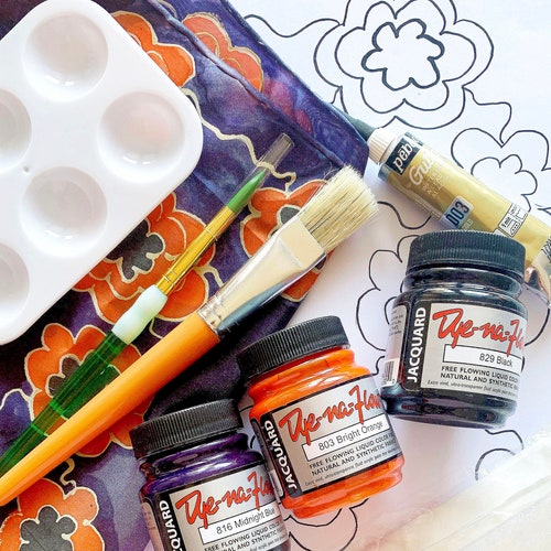 Flower Pattern Silk Painting Kit Fabric Painting Design Your - Etsy