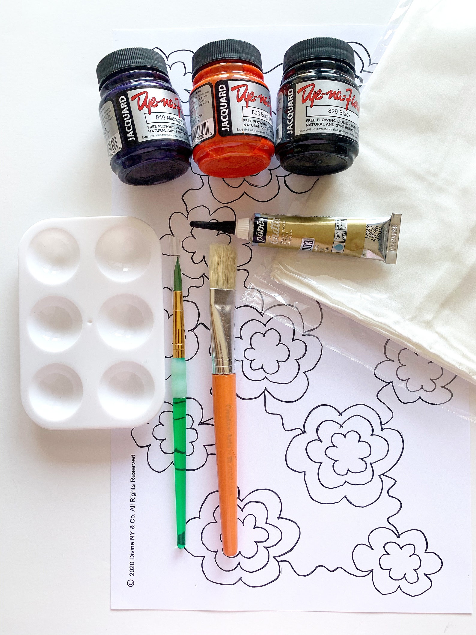 Flower Pattern Silk Painting Kit, Fabric Painting, Design Your Own Silk ...