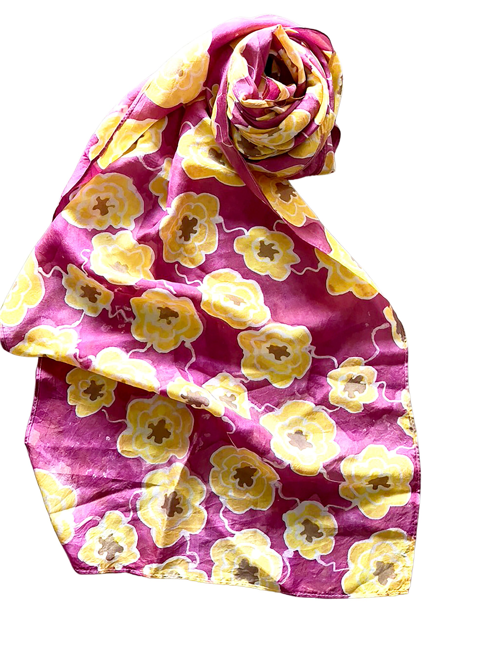 Silk Scarf Handpainted - Printed Scarf - Flower Scarf - Womens Scarf ...