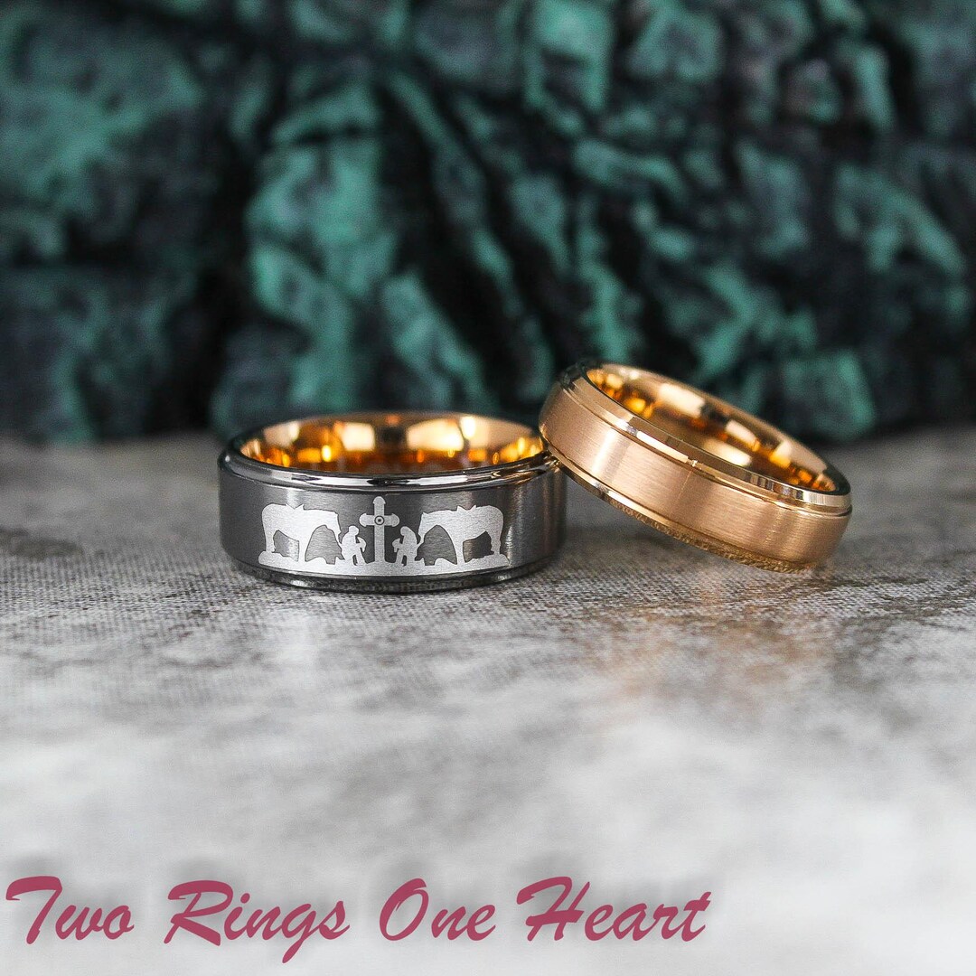 Praying Cowboys Rings, Cowboys Rings, Matching Couple Rings, Couple ...