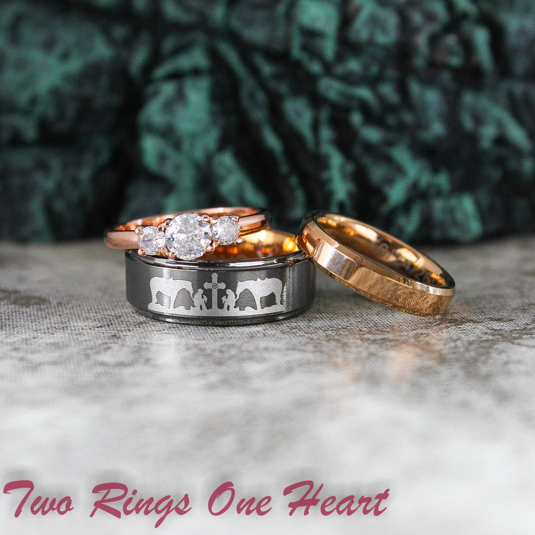 Praying Cowboys Rings, Cowboys Rings, Matching Couple Rings, Couple ...