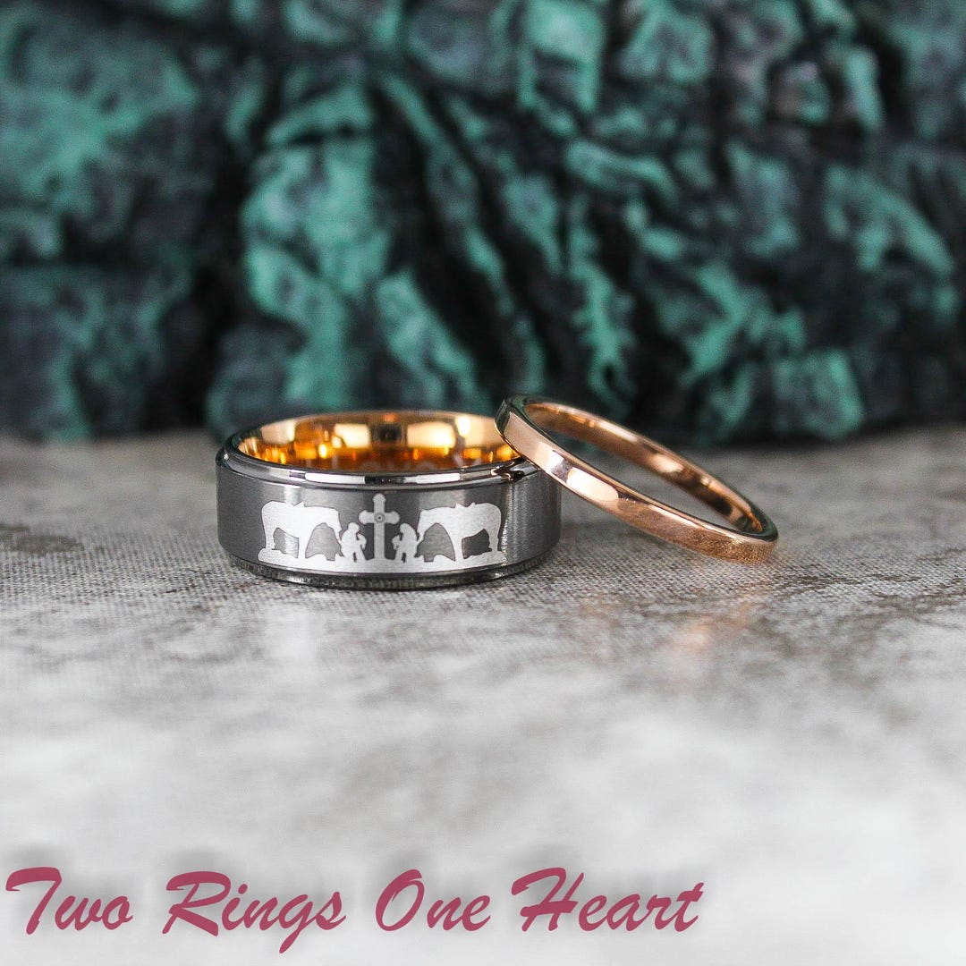 Praying Cowboys Rings, Cowboys Rings, Matching Couple Rings, Couple ...
