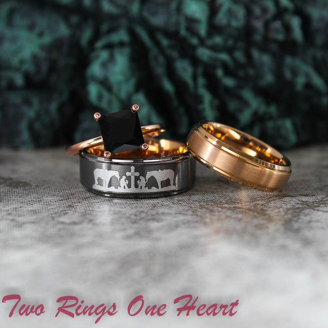 Praying Cowboys Rings, Cowboys Rings, Matching Couple Rings, Couple ...