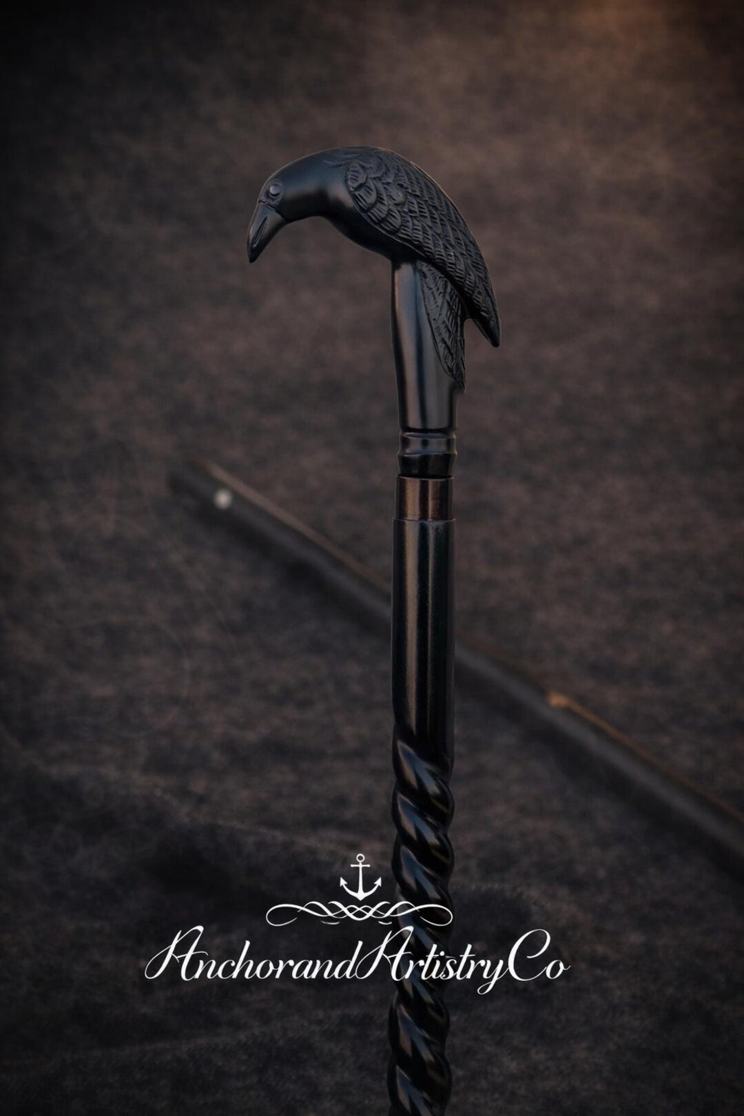 Raven Head Walking Cane, Gothic Raven Cane, Viking Raven Staff ...