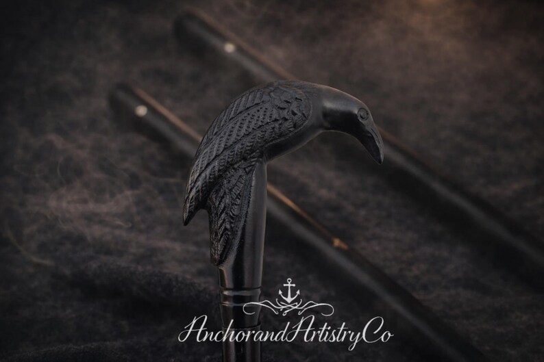 Raven Head Walking Cane, Gothic Raven Cane, Viking Raven Staff ...
