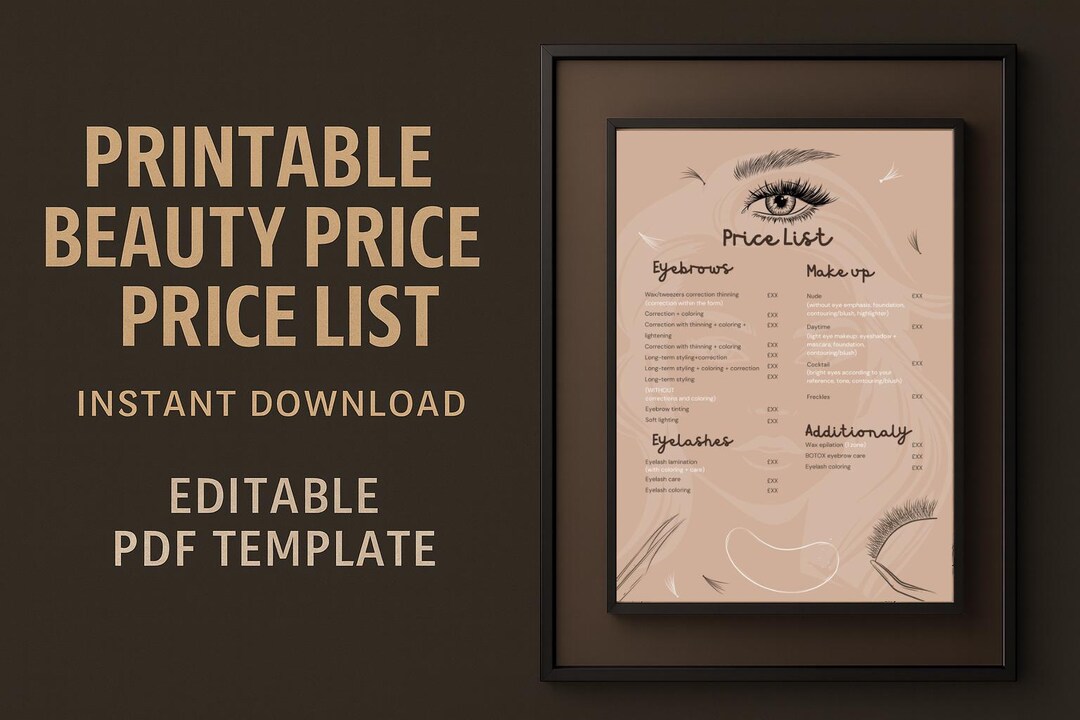 Elegant Beauty Price List Template | Salon Pricing Sheet (editable PDF ...