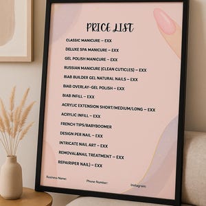 Editable Nail Salon Price List Template | Pink & Gold Design (PDF) - Etsy