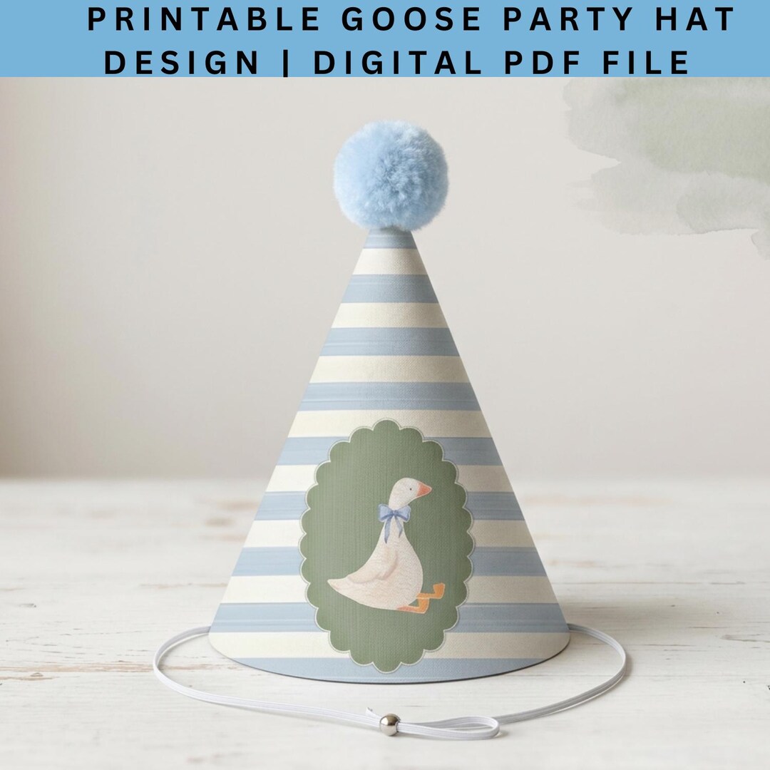 Silly Goose Digital Printable Party Hats, Birthday Party Editable ...